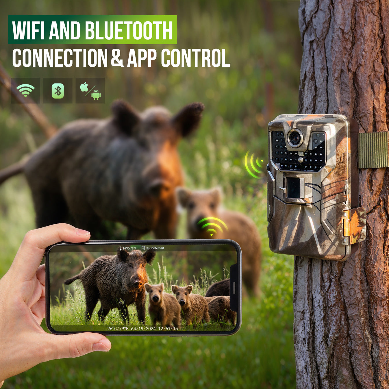 Trail Camera with Night Vision - 4K 48MP Wifi Bluetooth – huntsen