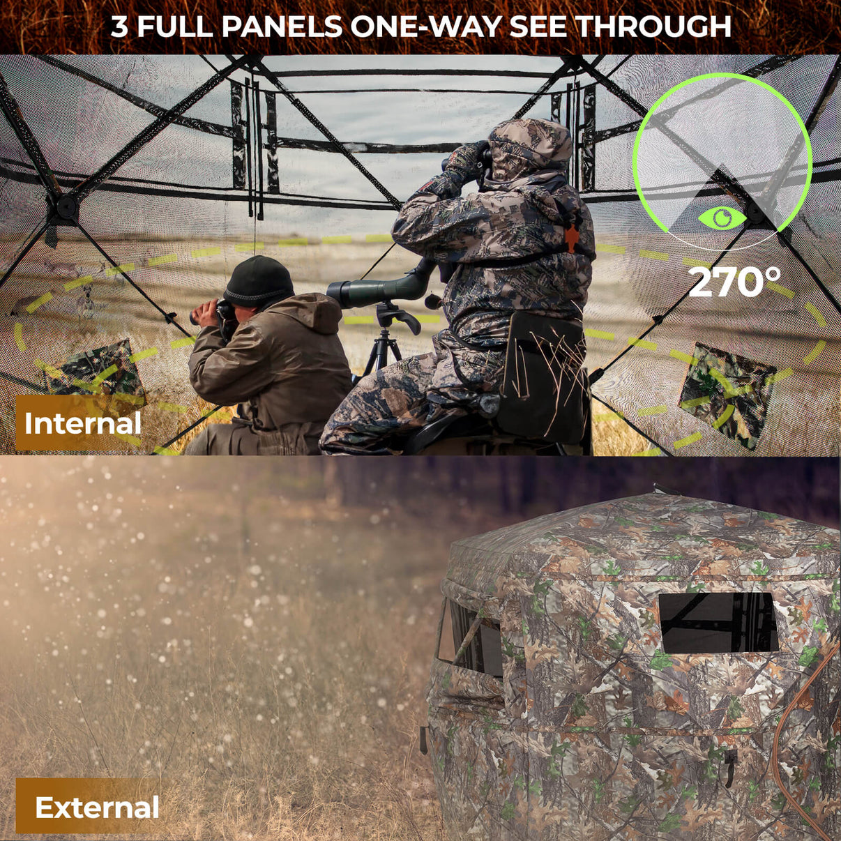 See Through Hunting Blind Pop-Up Ground Deer Blind 270 Degree – huntsen